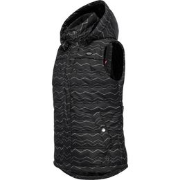Ragwear Steppweste Marrin Chevron sportliche Outdoor-Weste mit abnehmbarer Kapuze, schwarz
