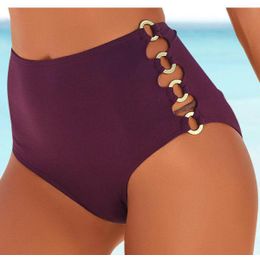 Lascana Damen Highwaist-Bikini-Hose, Rot, Gr. 36, Bikinihosen, Material: Polyamid