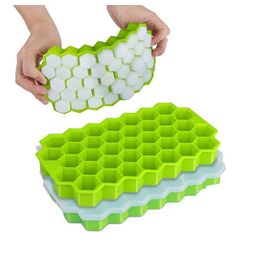 MAVURA Eiswürfelform Design Silikon Eiswürfel Form Eiswürfelschale Eiskugeln Eiskugelform Eiswürfelbehälter Waben Eiswürfelbereiter Grün [2er Set]