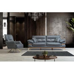 JVmoebel Wohnzimmer-Set Moderne Graue Wohnzimmer Sofagarnitur 3+1 Sitzer Couch und Sessel
