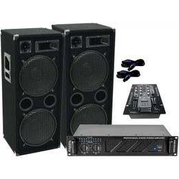 DSX Das PA-SET 75 Bluetooth Anlage 3wege 30cm Bass Musikanlage 3000 Watt Stereo Party-Lautsprecher (3000 W