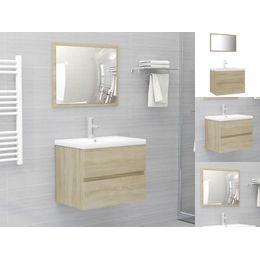 vidaXL Badezimmer-Set Badmöbel-Set Sonoma-Eiche Spanplatte Badezimmer Waschbecken Schränke