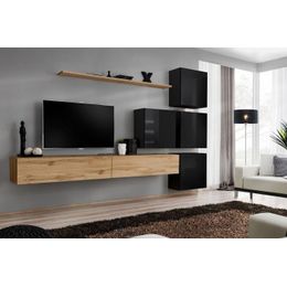 JVmoebel Wohnzimmer-Set Holzmöbel Wohnwand TV-Ständer Wand Regal Komplett Luxus Garnitur Set