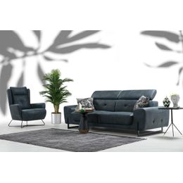 JVmoebel Wohnzimmer-Set Garnitur Dreisitzer Couch Wohnzimmer Designer Sessel Textil Möbel