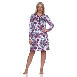 Normann Nachthemd Damen Nachthemd langarm in floralem Design