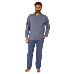 Normann Pyjama Normann Herren Langarm Pyjama zum durchknöpfen
