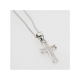 ELLAWIL Silberkette Damen Kette mit Kreuz Anhänger Halskette Schmuck Ankerkette Jesus (Kettenlänge 45 cm