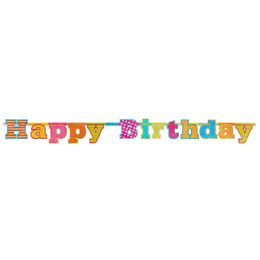 partydeco Wimpelkette, Happy Birthday Girlande 16x166cm Bunt holografisch