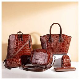 AcserGery Schulranzen Damen Rucksäcke Handtaschen 6-teiliges Set Umhängetaschen Geldbörsen