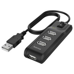 Hama USB-Verteiler Hama 4 Port USB 2.0-Hub Schwarz
