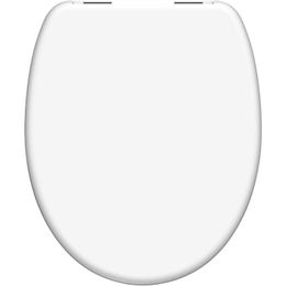 Schütte WC Sitz WHITE, Duroplast Toilettendeckel mit Absenkautomatik, Klobrille, Klodeckel, Toilettensitz Weiß - Weiß