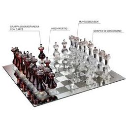 Mazzetti Luxuriöses Schachspiel, handgeblasene Figuren gefüllt mit edelstem Grappa