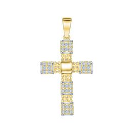 Vivance Kettenanhänger »375/- Gelbgold bicolor Zirkonia Kreuz« () mehrfarbig one-size Edler Anhänger aus 375/- Gelbgold bicolor