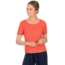 TRIGEMA Sweatshirt »Shirt mit kurzen Ärmeln mit Kristallsteinen« peach L L Strukturierte Sweat-Qualität