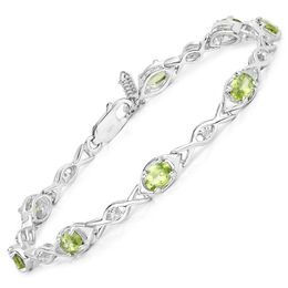 VIRA JEWELS Armband »925-Sterling Silber rhodiniert Glänzend Peridot grün« weiß 19cm Vira Jewels Damen Armband 925 Silber rhodiniert besetzt mit 8x...