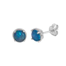 Vivance Damen Paar Ohrstecker &raquo;925/- Sterling Silber rhodiniert synth. Opal blau&laquo; wei&szlig;