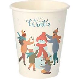 Trinkbecher Papstar "Hello Winter", Pappe, 200 ml, Ø 8 x H 9,2 cm, weiß, 50 Stück