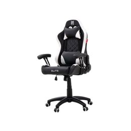 Elite Gaming-Stuhl f&uuml;r Kinder PULSE, ergonomisch, bis 120kg, verstellbare H&ouml;he, Wippmechanik, Kissen (Schwarz/Wei&szlig;)
