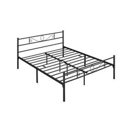 Bettrahmen Metallbett Bettgestell aus Metall, Doppelbett für 160 x 200 cm Matratze, Gästebett für kleine Räume, Schwarz - Yaheetech