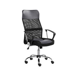Yaheetech - Bürostuhl Schreibtischstuhl ergonomischer Bürodrehstuhl mit hoher Netz-Rückenlehne Wippfunktion Office Chair, Belastbar bis 135 kg - Grau