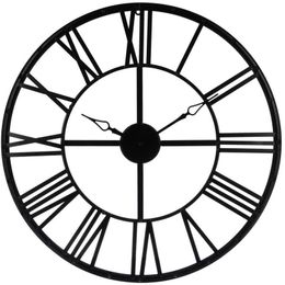 Atmosphera - Schwarze Wanduhr ø 70 cm, moderne Uhr, dekorative Uhr, Metallwanduhr, Wohnuhr