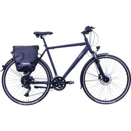 Trekkingrad HAWK Bikes "HAWK Trekking Gent Deluxe Plus Ocean Blue" Fahrräder Gr. 52 cm, 28 Zoll (71,12 cm), blau Trekkingräder