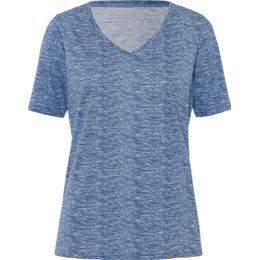 Damen Kurzarmshirt in Melange-Optik jeansblau-meliert, Gr&ouml;&szlig;e 54