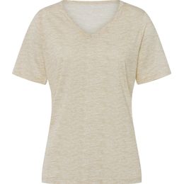 Damen Kurzarmshirt in Melange-Optik sand-meliert, Gr&ouml;&szlig;e 38