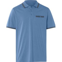 Herren Kurzarm-Poloshirt mittelblau, Größe 48/50
