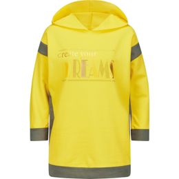 Damen Sweatshirt mit goldfarbenem Folien-Print limone-khaki, Gr&ouml;&szlig;e 52