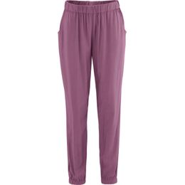 Damen Haremshose mit B&uuml;ndchen am Saum violett, Gr&ouml;&szlig;e 52