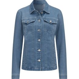 Damen Jeansjacke mit aufgesetzten Brusttaschen blue-bleached, Gr&ouml;&szlig;e 52