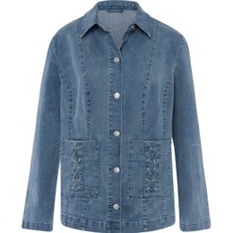 Damen Jeansjacke mit optisch streckenden N&auml;hten blue-bleached, Gr&ouml;&szlig;e 42