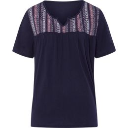 Damen Tunikashirt mit Ethno-Druck marine-ecru-bedruckt, Gr&ouml;&szlig;e 44