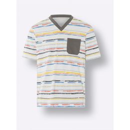 Herren Shorty ecru-anthrazit-bedruckt, Gr&ouml;&szlig;e 48/50
