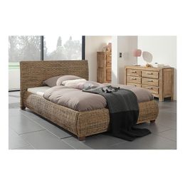 WOLF MÖBEL Wolf Möbel Rattanbett "Round" 200x200cm Rattan Holz Doppelbett Bettgestell Bett