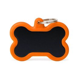 MyFamily ID Tag - Hushtag Collection - Aluminium XL Black Bone With Orange Rubber