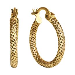 Paar Creolen Celesta "375 Gold strukturiert" Ohrringe Gr. ONE-SIZE, Gold, gelb Damen Creolen
