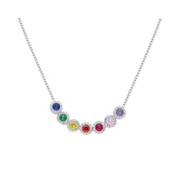 dKeniz Collierkettchen Chakra 925/- Sterling Silber rhodiniert Zirkonia Weiß, bunt