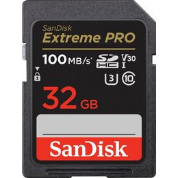 Sandisk Extreme PRO 32GB Speicherkarte (32 GB, UHS Class 3, 100 MB/s Lesegeschwindigkeit), grau|schwarz