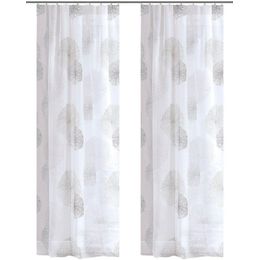 Vorhang RAWLINS, Home Wohnideen, Kräuselband (2 St), transparent, Voile, 2er Pack Zugbandschal RAWLINS bedruckt, grau