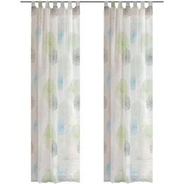 Vorhang RAWLINS, Home Wohnideen, Schlaufen (2 St), transparent, Voile, 2er Pack Schlaufenschal RAWLINS bedruckt, grün