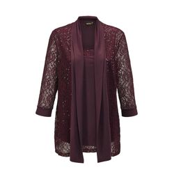 GOLDNER Spitzenjacke und Top Damen Gr&ouml;&szlig;e 7XL brombeer