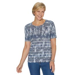 Kurzarmshirt Casual Looks "Shirt" Gr. 50, blau (nachtblau, bedruckt) Damen Shirts Jersey