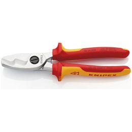 Knipex Kabelschere 95 16 200 mit Doppelschneide, isoliert mit Mehrkomponenten-Hüllen, VDE-geprüft verchromt 200 mm, gelb|rot