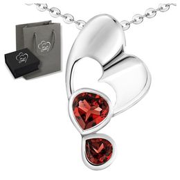 Limana Herzkette echte Edelsteine roter Granat 925 Sterling Silber Kette mit Herz (inkl. Herz Geschenkdose und Tasche)