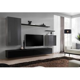 JVmoebel Wohnzimmer-Set Wohnwand Set 8 tlg TV Ständer Sideboard Luxus Wohnzimmermöbel