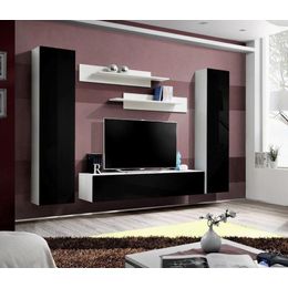 JVmoebel Wohnzimmer-Set Modern Design Wohnwand Holz Wand Regale Komplett TV-Ständer