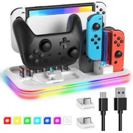 HYTIREBY Switch Controller Ladestation für Nintendo Switch/OLED Modell Joycon Konsolen-Ladestation (mit 8 Spiele Lagerung