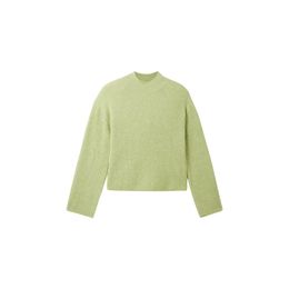 Tom Tailor Denim Damen Gerippter Pullover mit recyceltem Polyester, grün, Melange Optik, Gr. XXL